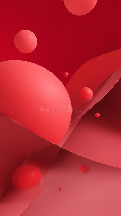 Abstract Red 3D Sphere Composition: Elegant Minimalist Design with ...
