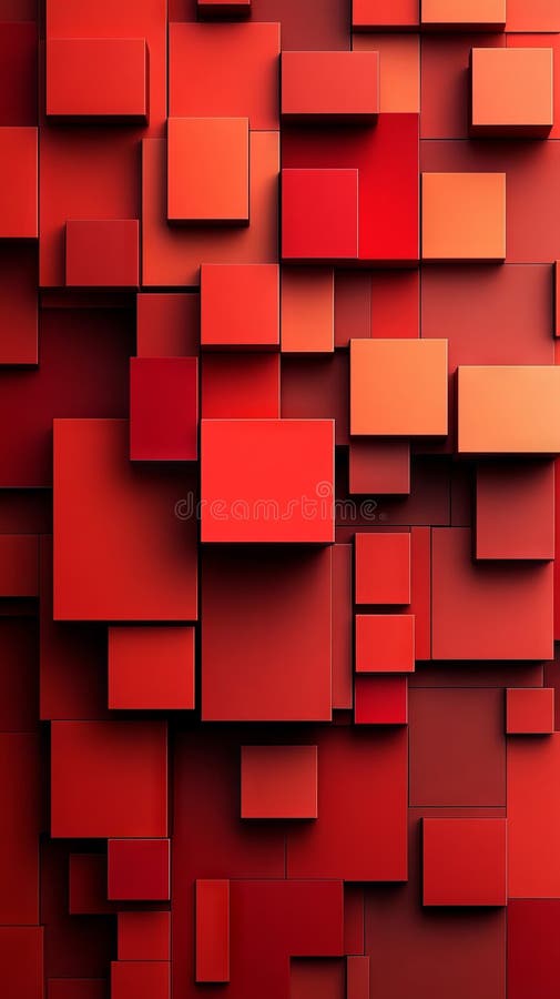 Abstract Red 3D Squares Pattern Background. Stock Illustration ...