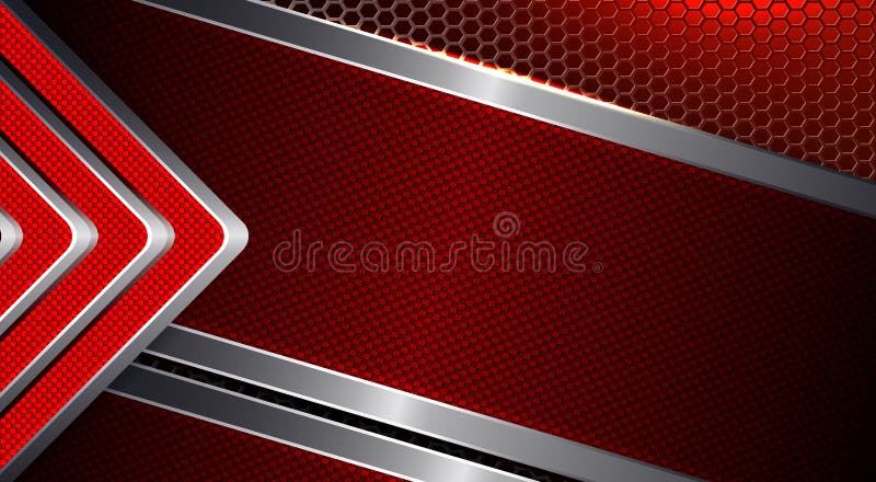 Abstract Red Dark Composition with a Mesh Frame and a Metallic-textured ...