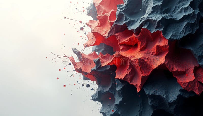 Abstract Red and Dark Gray Rock Formation with Sphere Particle Effect ...
