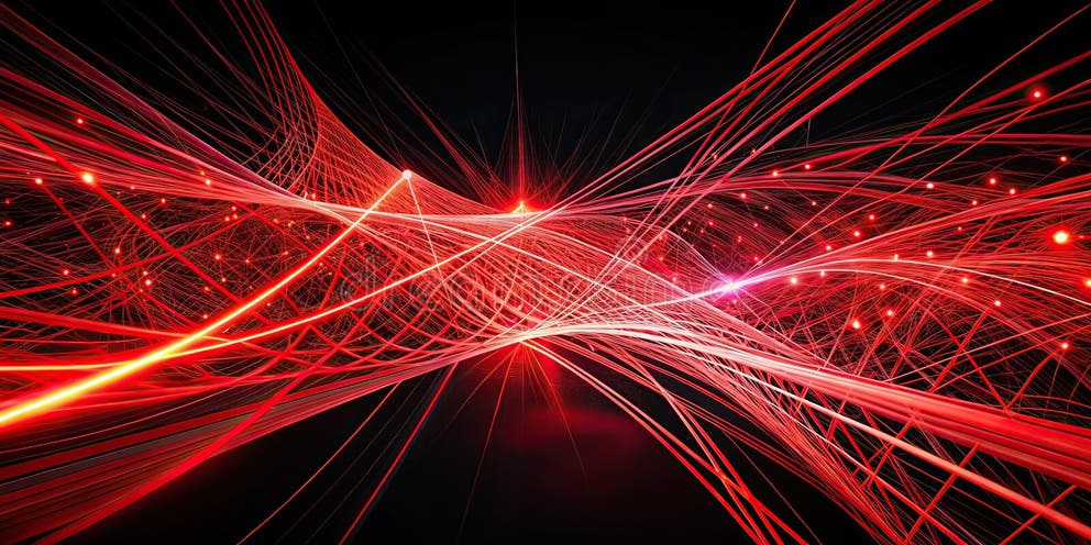 Abstract Red Data Flow Lines on a Black Background a Futuristic ...