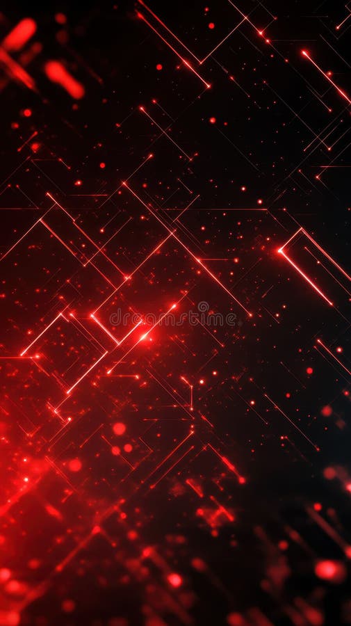 Abstract Red Digital Background with Glowing Lines and Particles Stock ...
