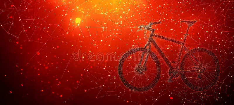 Abstract Red Digital Bicycle Eco-Friendly Transportation Icon with ...