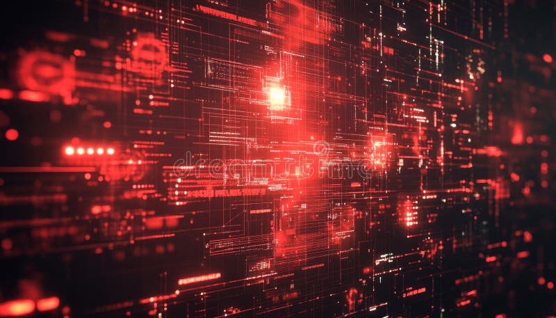 Abstract Red Digital Binary Code Running through Network Cyberspace ...