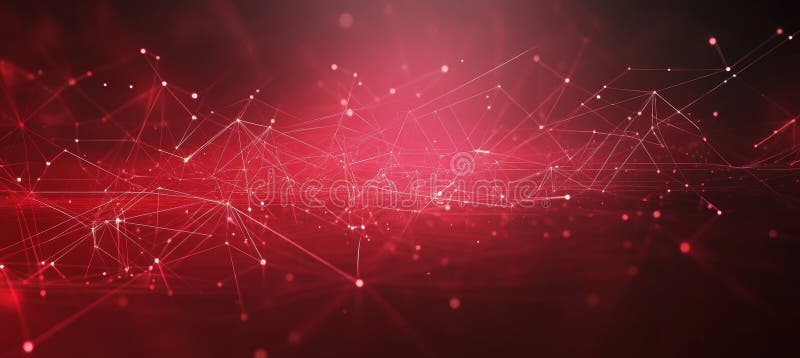 Abstract Red Digital Data Background, Network Connection with Dots and Lines Concept, Stock ...