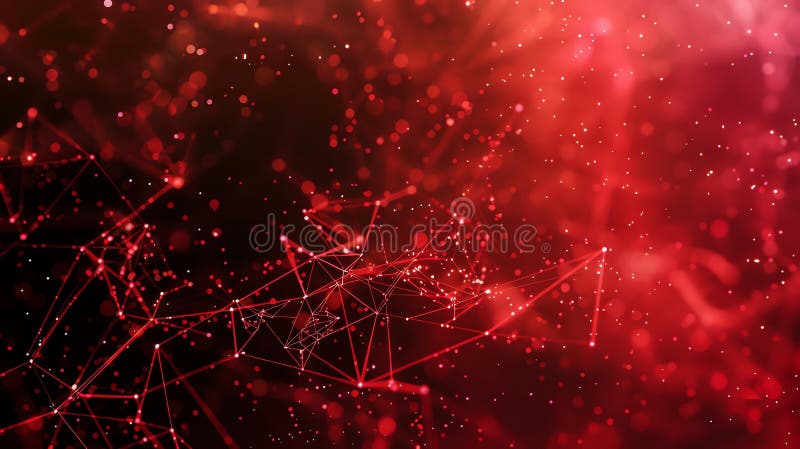Abstract Red Digital Network Background with Connecting Dots and Lines ...