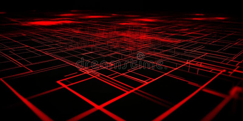 Abstract Red Digital Network Grid Futuristic Technology Background High ...