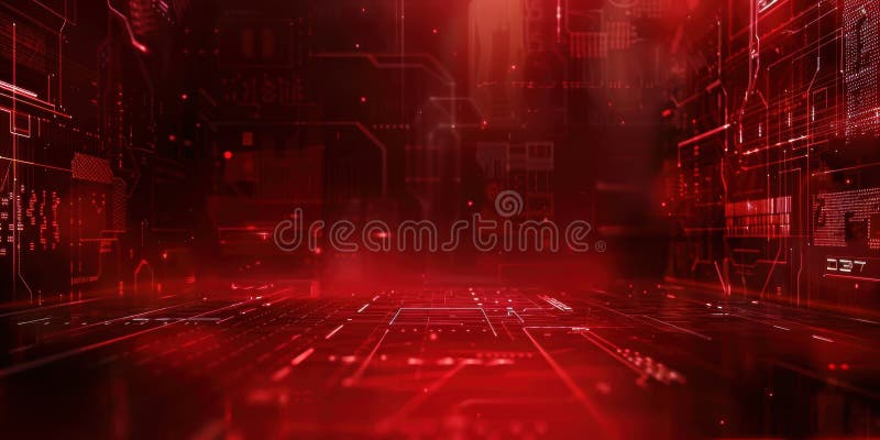 Abstract Red Digital Technology Background. Created by Generative ...