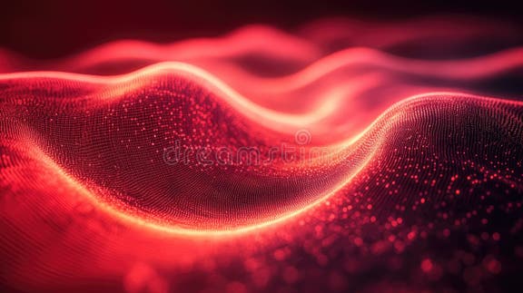 Abstract Red Digital Wave Background, Energy Neural Stock Photo - Image ...