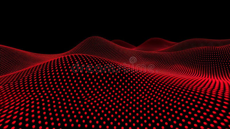 Abstract Red Digital Wave Background, Futuristic Data Visualization ...