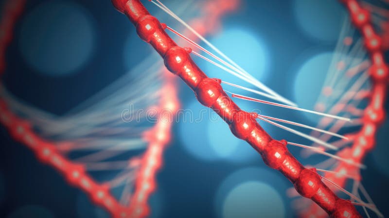 Abstract Red DNA Molecule Structure Background. Biochemistry, Genetics ...
