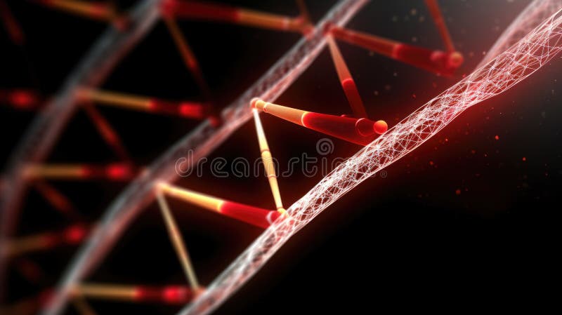 Abstract Red DNA Molecule Structure Background. Biochemistry, Genetics ...
