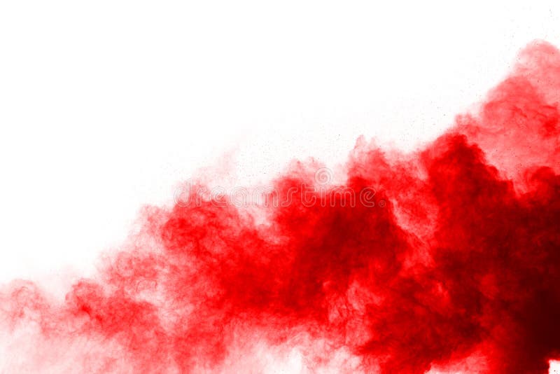 Abstract Red Dust Explosion on White Background. Stock Image - Image of ...