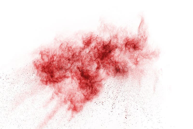 Abstract Red Dust Explosion on White Background. Stock Photo - Image of ...