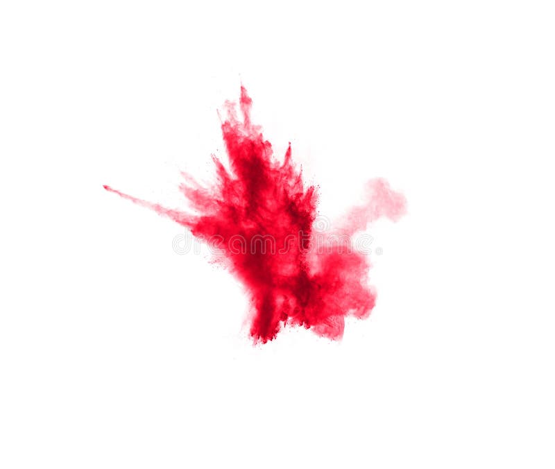 Abstract Red Dust Splattered on White Background. Red Powder Explosion ...