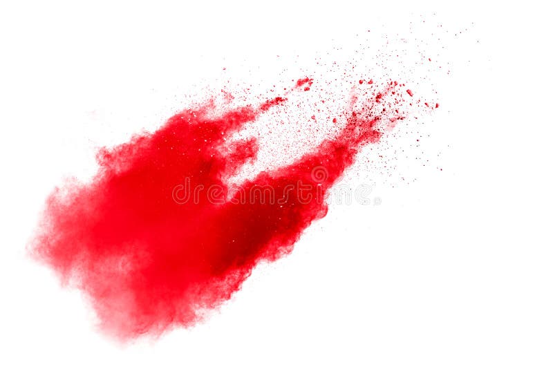 Abstract Red Dust Splattered on White Background. Red Powder Explosion ...