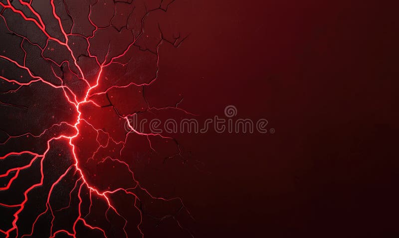 Abstract Red Electric Lightning on a Dark Background. Striking Energy ...