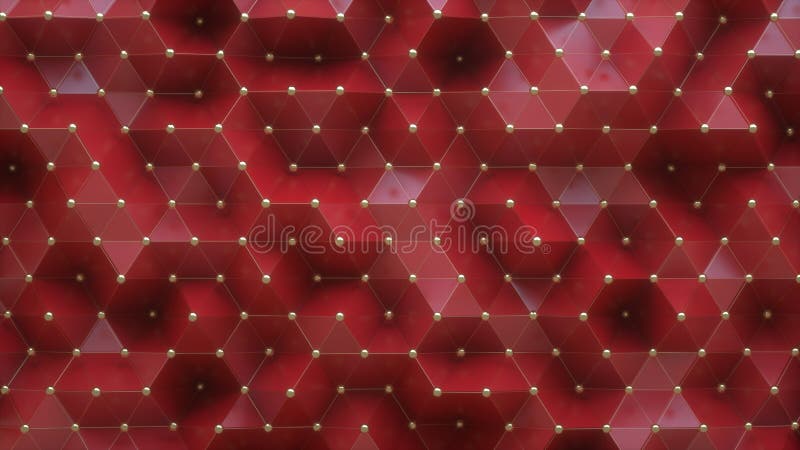 Abstract Red Embossed Background with Golden Beads 3D Image Stock ...