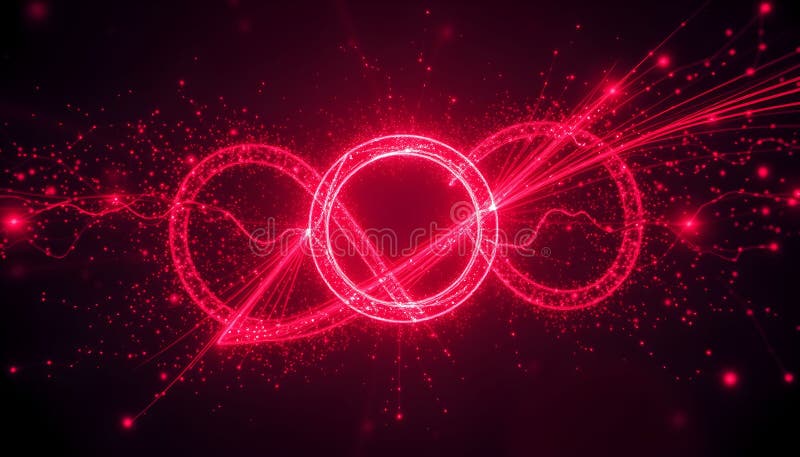 Abstract Red Energy Rings and Glowing Particles Stock Illustration ...