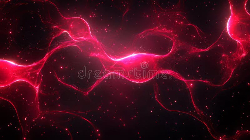 Abstract Red Energy Wave Forms in Space Stock Illustration ...