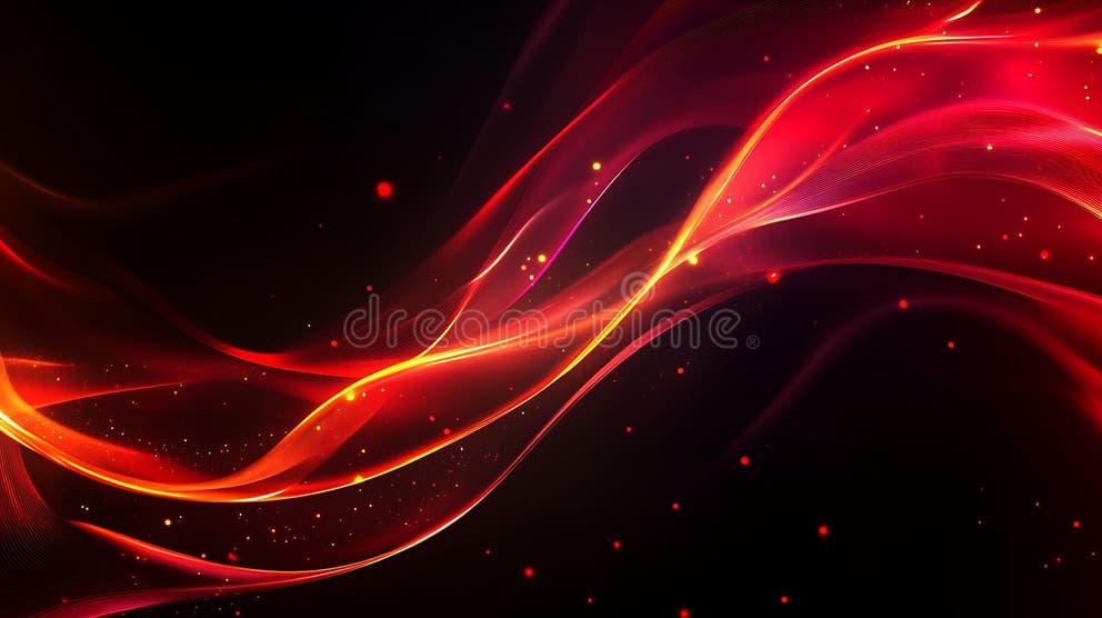 Abstract Red Energy Waves Flowing Dynamically on Dark Background Stock ...