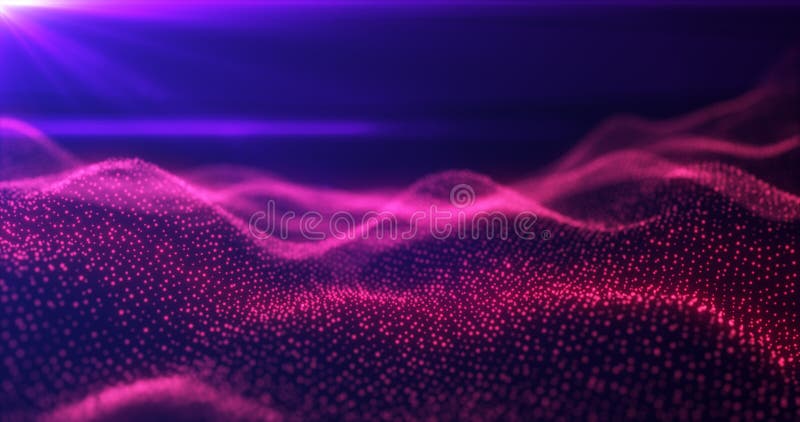 Abstract Red Energy Waves from Particles of Futuristic Hi-tech Glowing ...