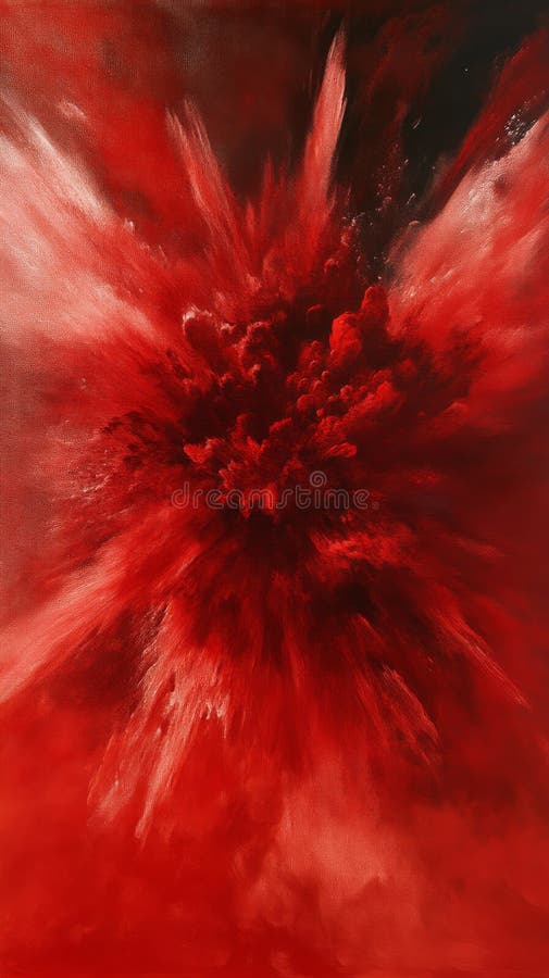 Abstract Red Explosion on Canvas, Artistic Expression. Creative Art and ...