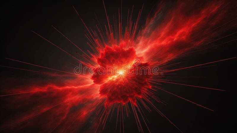 Abstract Red Explosion Illustration with a Bright Core on Black Stock ...