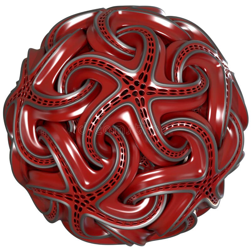 Abstract Red Figure in the Form of a Ball on a White Background ...