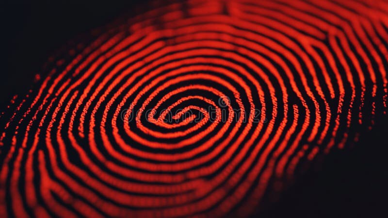 Abstract Red Fingerprint Pattern on Black Background Stock Illustration ...