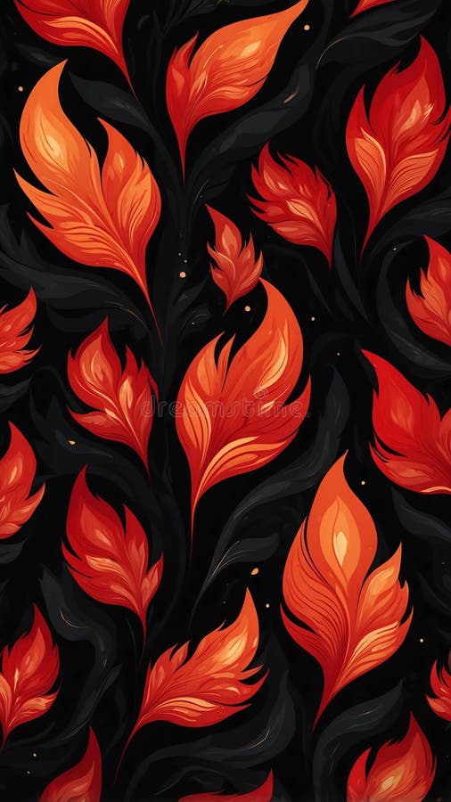 Abstract Red Fire Design in Black Ai Generated Stock Illustration ...