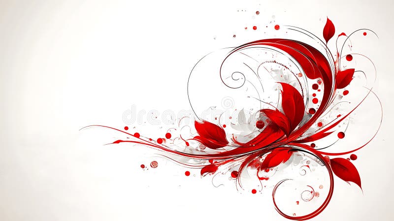 Abstract Red Floral Design White Background Stock Illustration ...