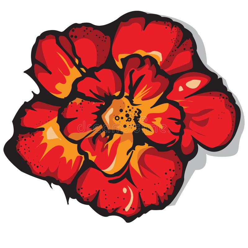 Abstract Red Flower with Black Outline Stock Vector - Illustration of ...