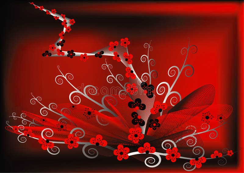 Abstract red flowers stock vector. Illustration of flower - 11372403