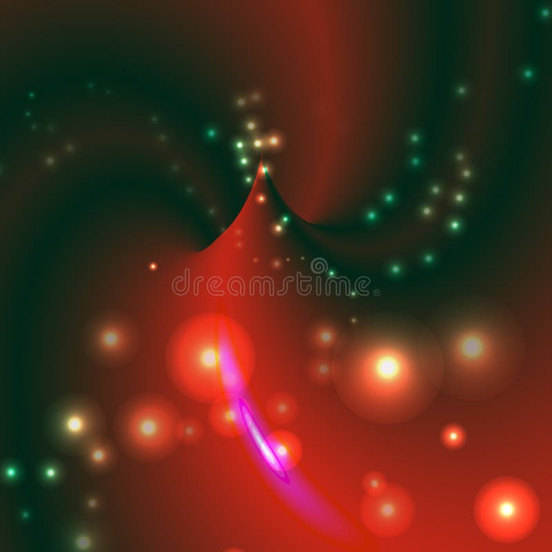 Abstract Red Flowing Lines and Glowing Circles. 3d Stock Illustration ...