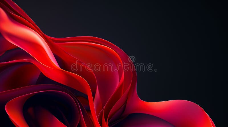 Abstract Red Flowing Shapes on Dark Background Stock Illustration ...