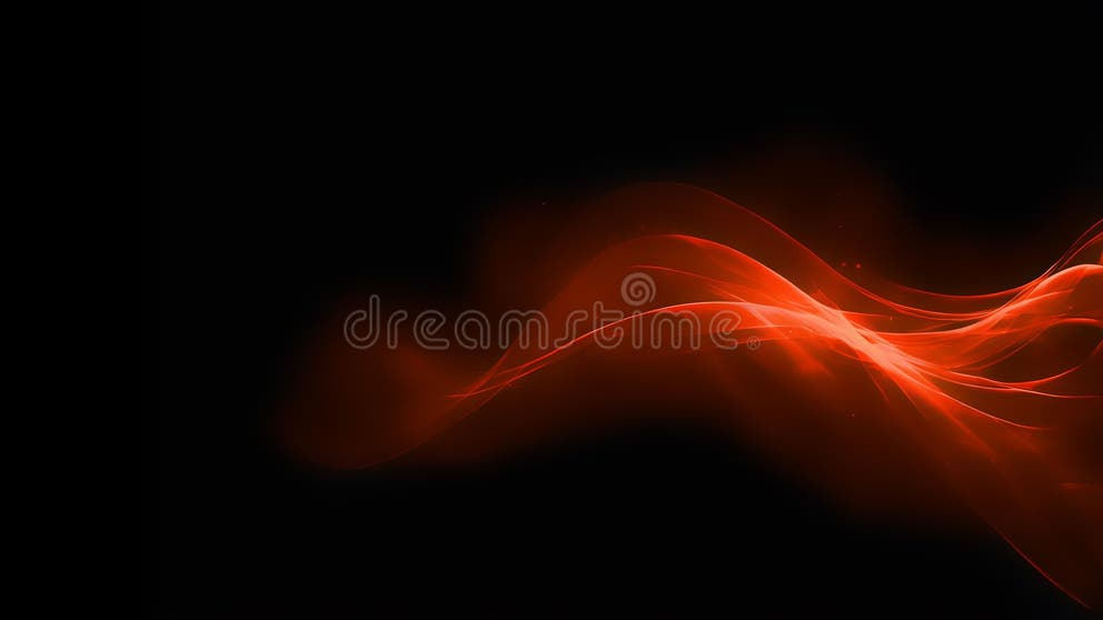 Abstract Red Flowing Wave Pattern on a Dark Black Background ...