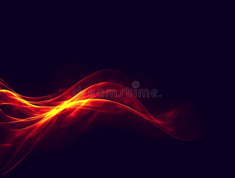 Abstract Red Flowing Wave Pattern on a Dark Black Background ...