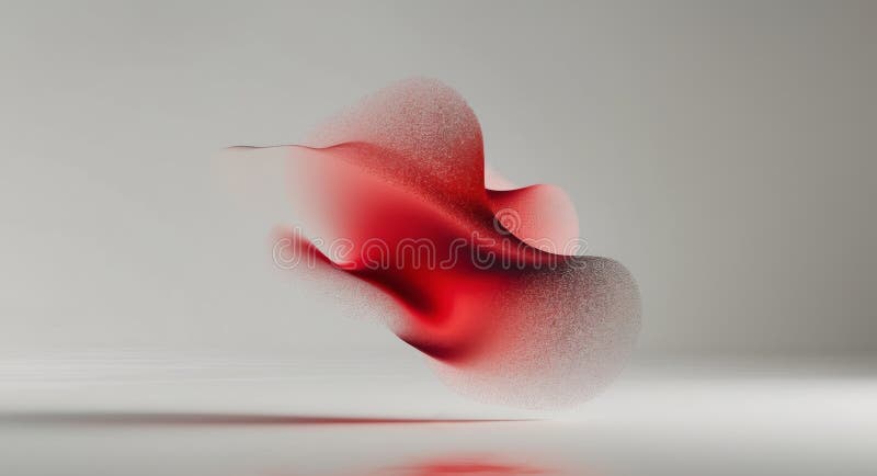 Abstract Red Fluid Particle Cloud on Reflective Surface, Modern Digital ...