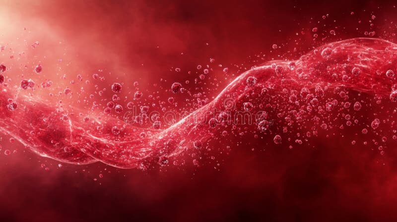 Abstract Red Fluid Wave with Bubbles on Gradient Background for Dynamic ...