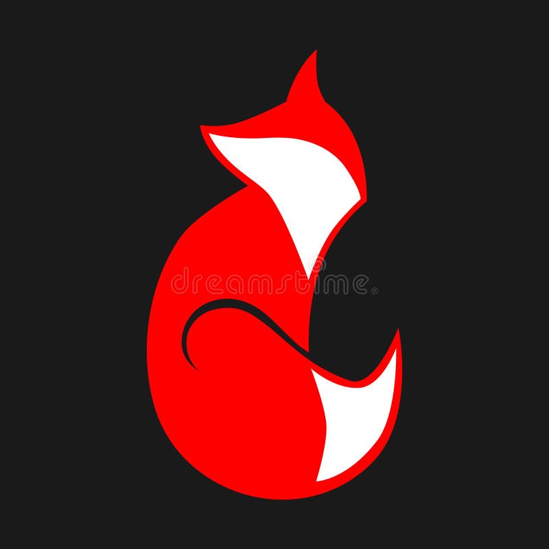 Abstract Red Fox Symbol, Icon on Black Background. Stock Vector ...