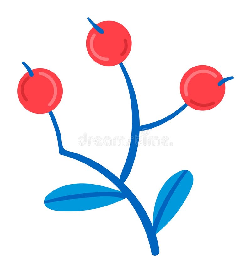 Abstract Red Fruit Illustration Botanical Stem Leaf Minimalistic Design ...