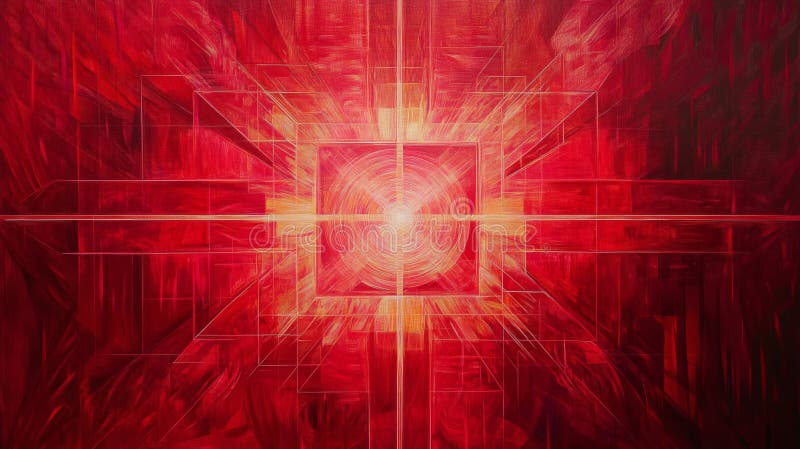 Abstract Red Geometric Background with Intense Light and Depth Stock ...