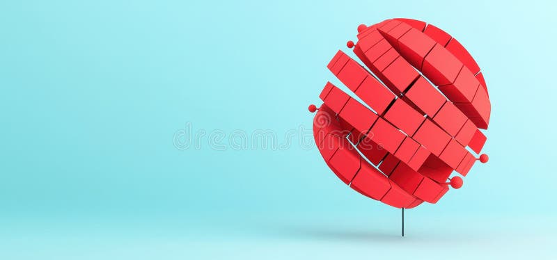 Abstract Red Geometric Shape on Light Blue Background , Volatile ...