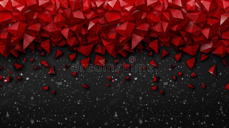 Abstract Red Geometric Shards Falling Against Black Background Stock ...
