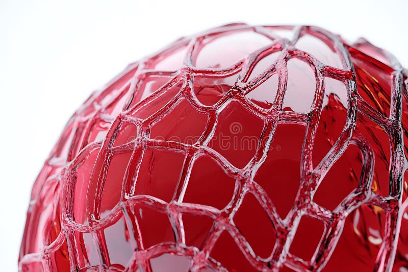 Abstract Red Glass Sphere with Intricate Network Design, 3D Render Stock Illustration ...