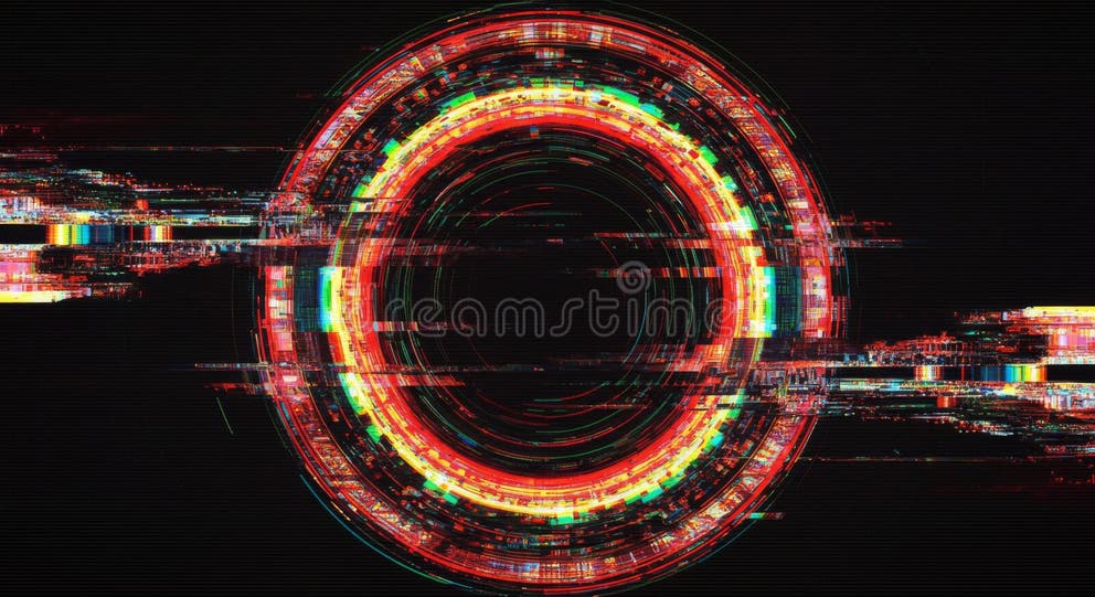 Abstract Red Glitch Circle Digital Art Stock Illustration ...