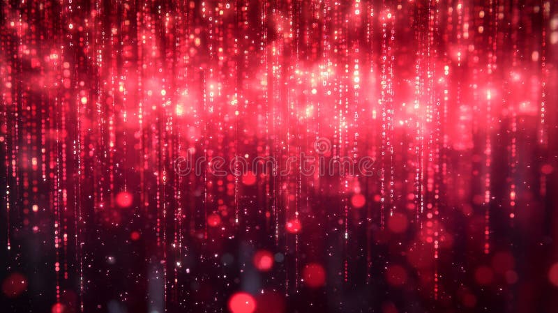 Abstract Red Glittering Lights and Falling Particles on Black ...