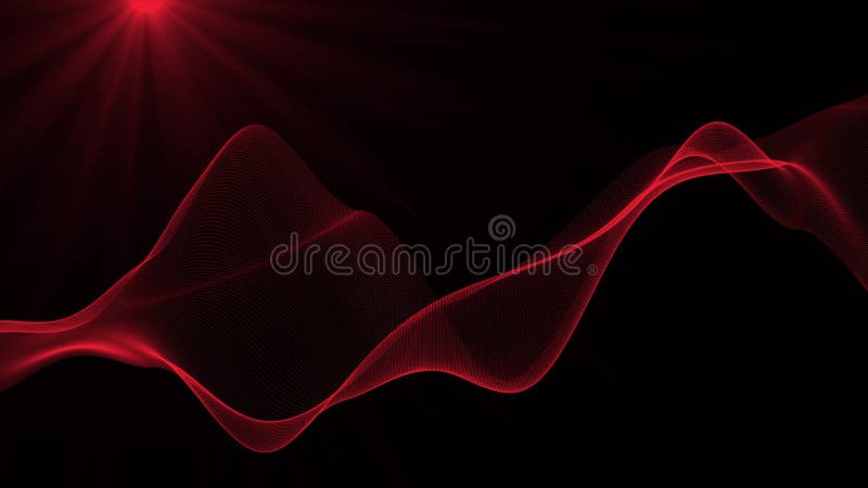 Abstract Red Glowing Line Particles Wave Dark Background . Abstract ...