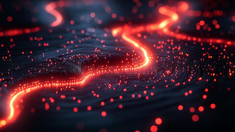 Abstract Red Glowing Neural Network Pathway Generative AI Stock ...
